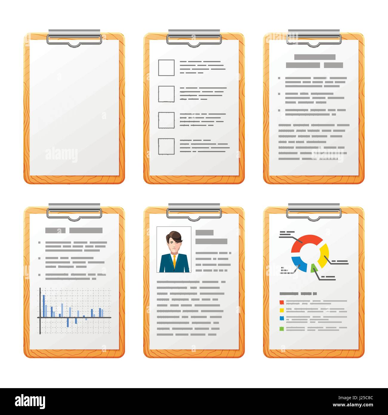 Bright realistic checklist on wooden board isolated on white Stock ...