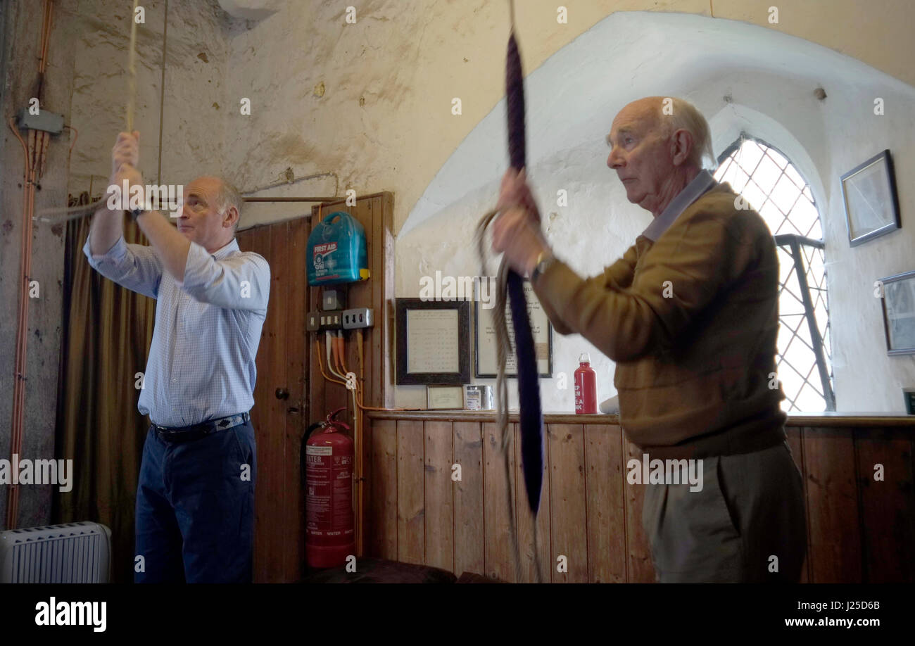 Bell ringers ring the bells of Saint Mary’s Church in Salehurst ...