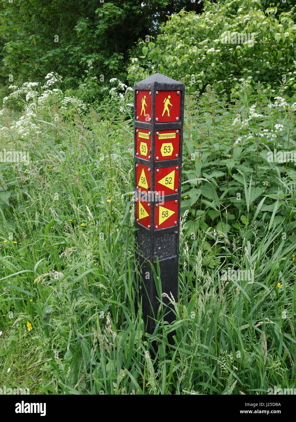 signpost indicating route for walking the countryside, Limburg ...