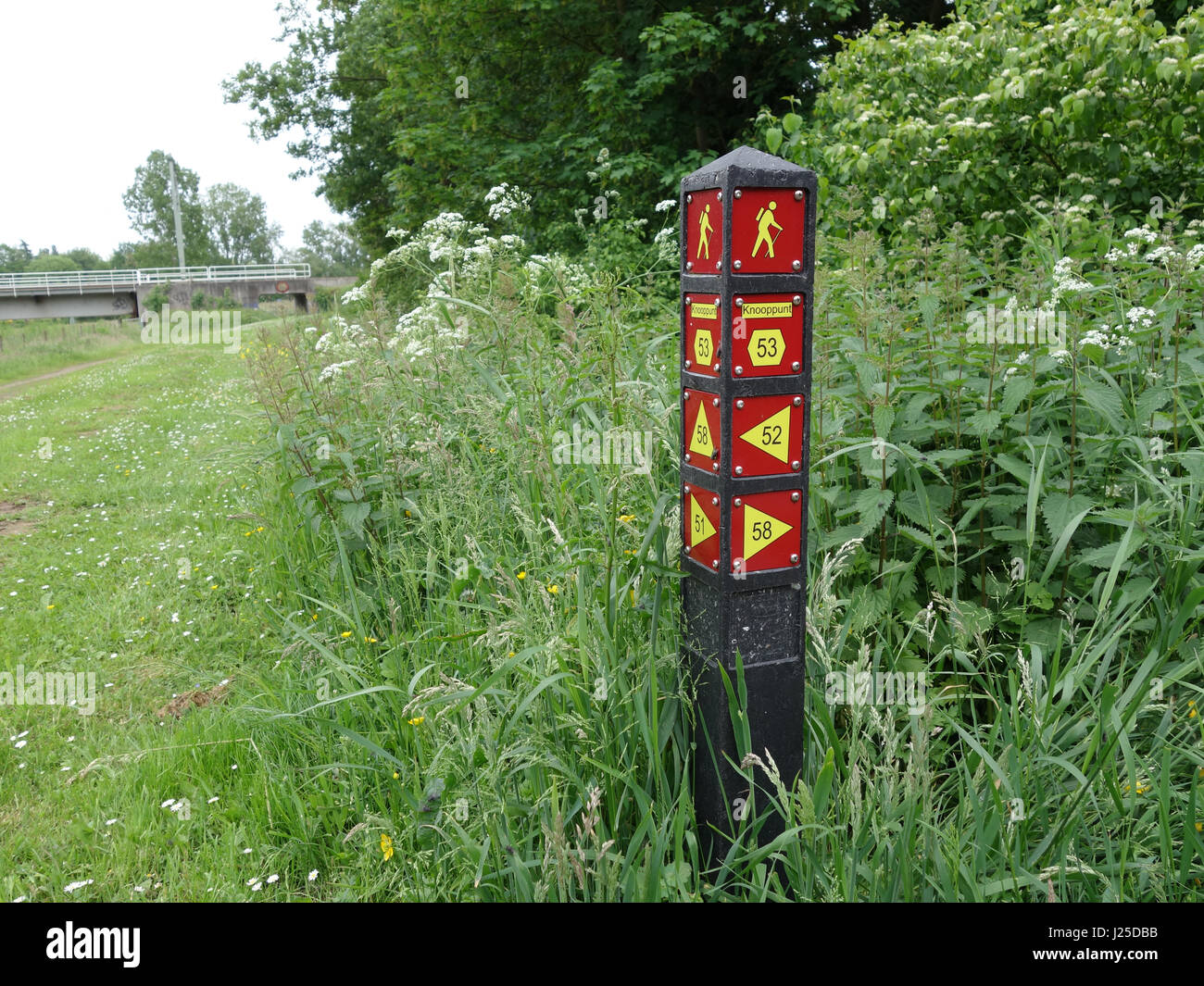 signpost indicating route for walking the countryside, Limburg ...