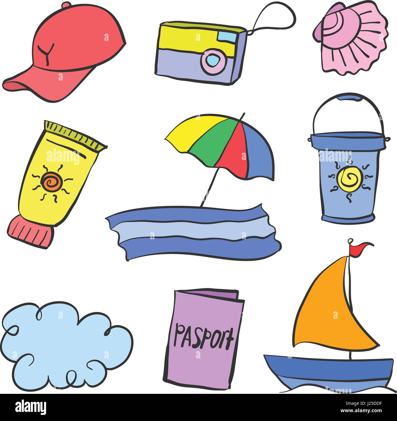 Collection stock summer object Stock Vector Images - Alamy