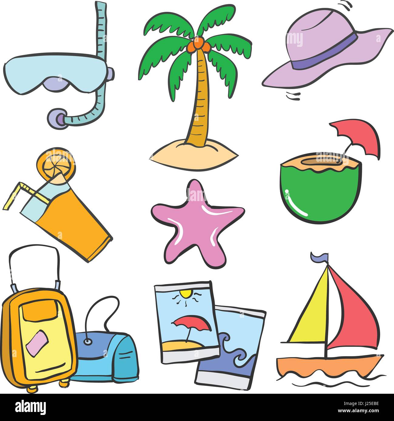 Collection stock summer holiday doodles Stock Vector Image & Art - Alamy