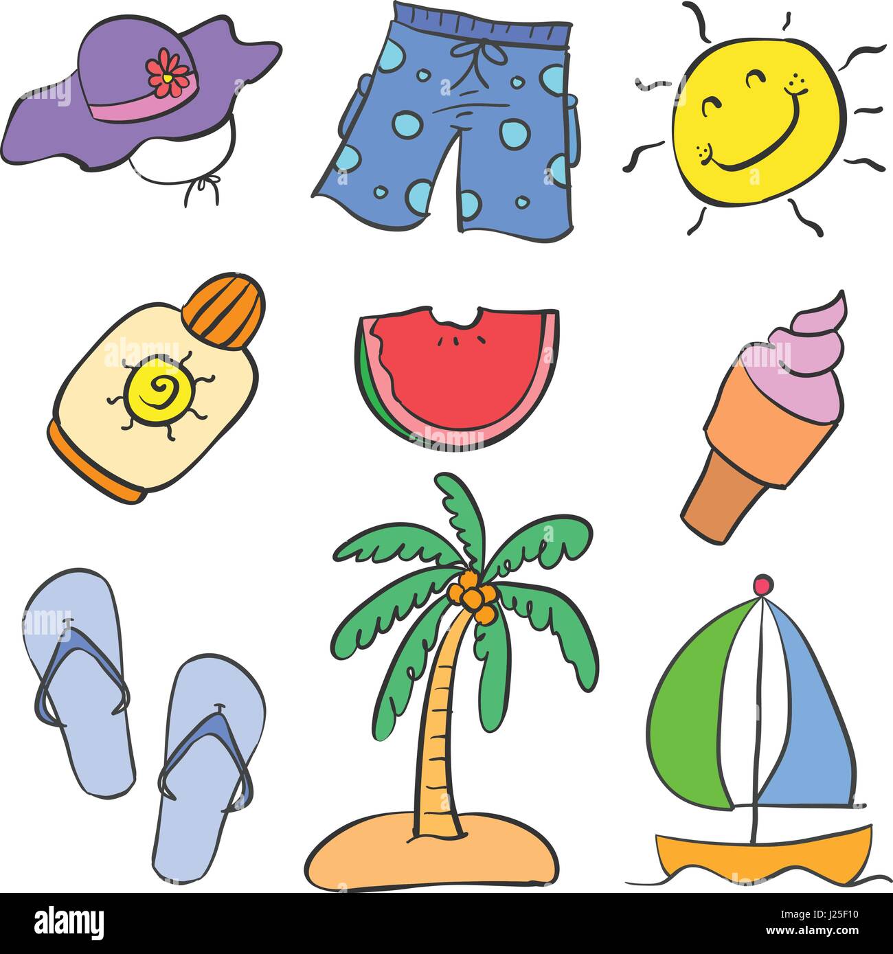 Illustration vector of summer object doodles Stock Vector Image & Art ...