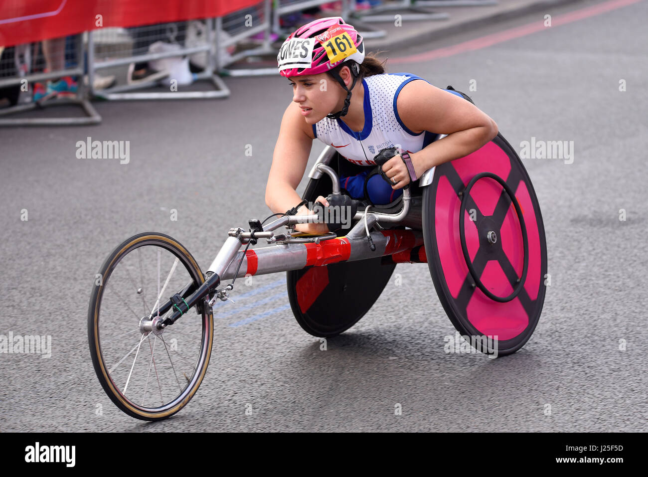 Jade Jones racing at the 2017 Virgin London Marathon after crossing ...
