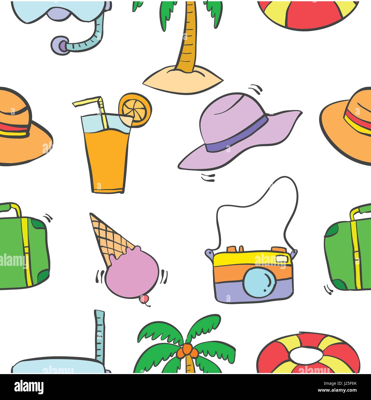 Illustration of summer object pattern Stock Vector Image & Art - Alamy