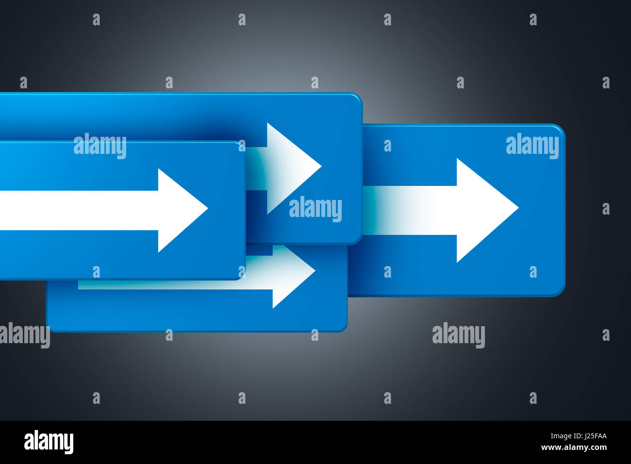 Illustrative and abstract view of blue arrow sign to right direction ...