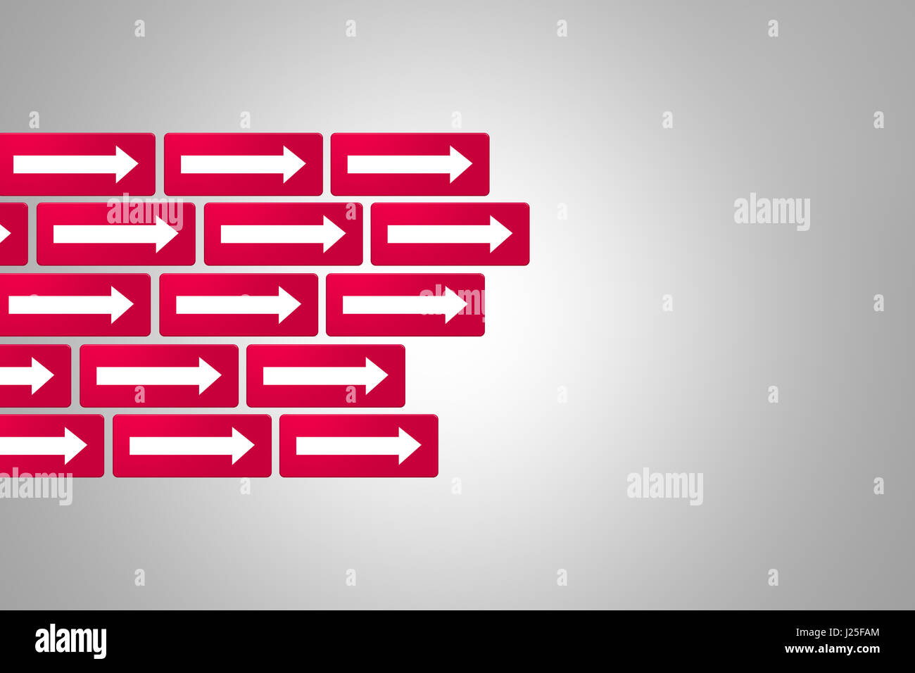 Illustrative abstract view of red arrow signs to right direction as ...