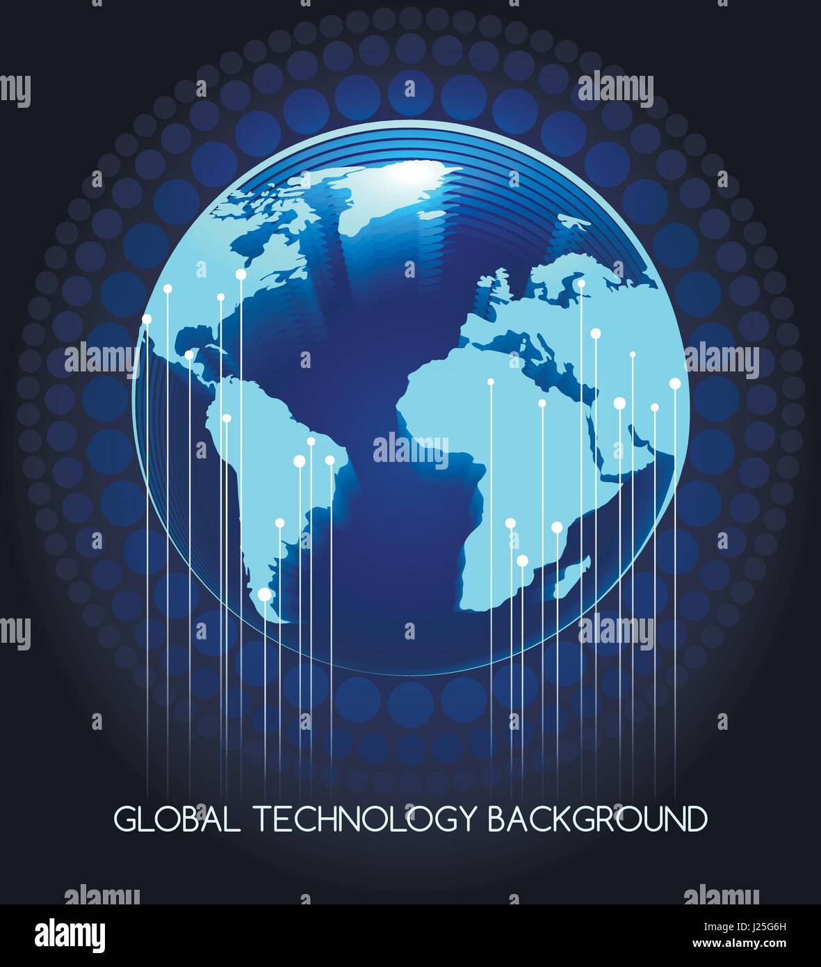 Globe on abstract technological background. Global network concept. Vector background Stock ...