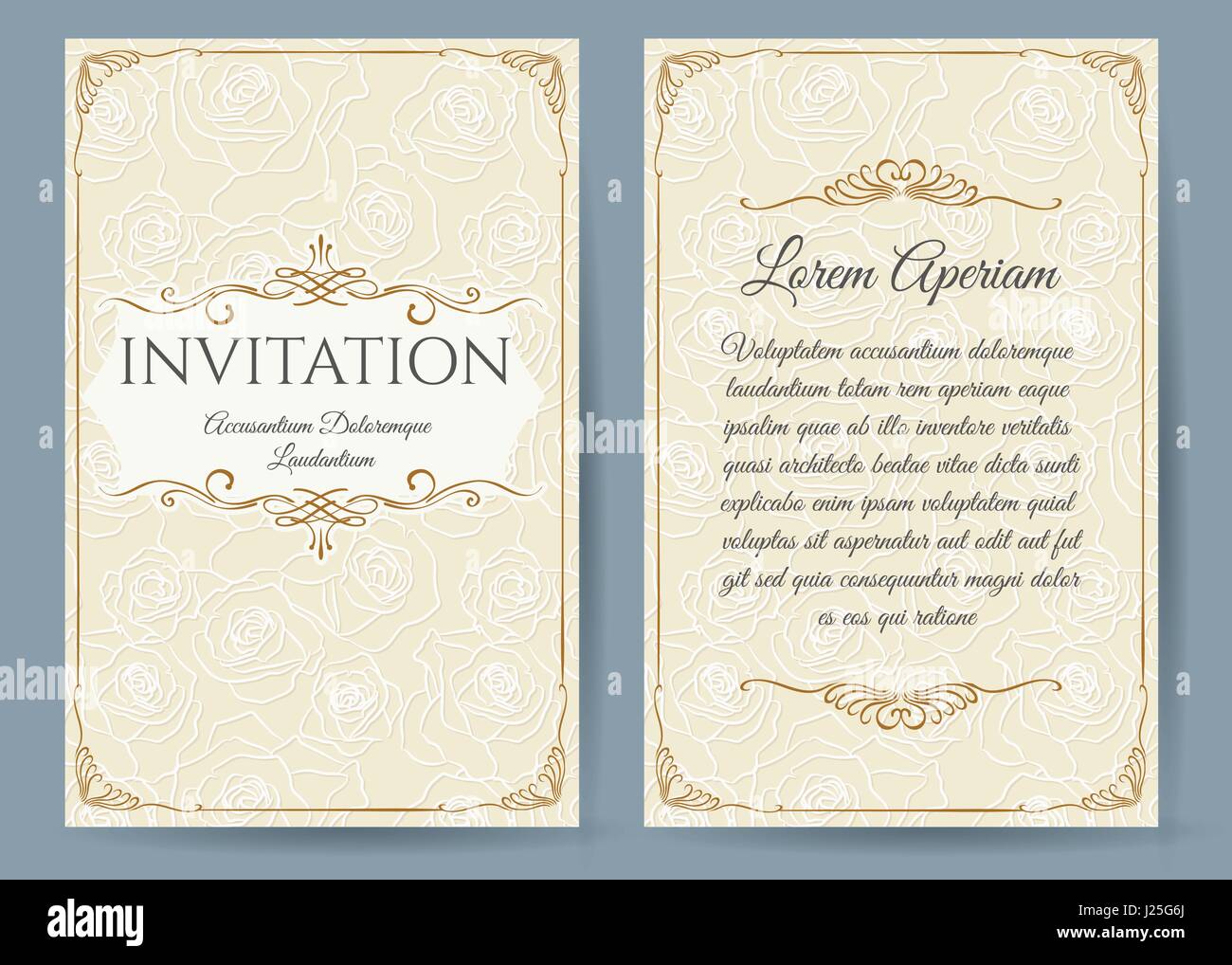 Baroque invitation card in vintage style. Floral decorative elements on ...