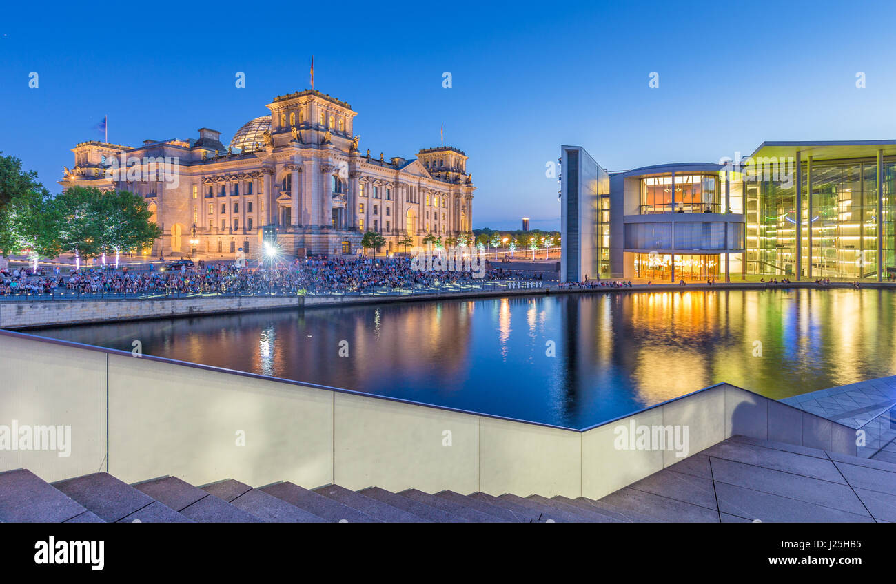 Panoramic view of modern Berlin government district with famous ...
