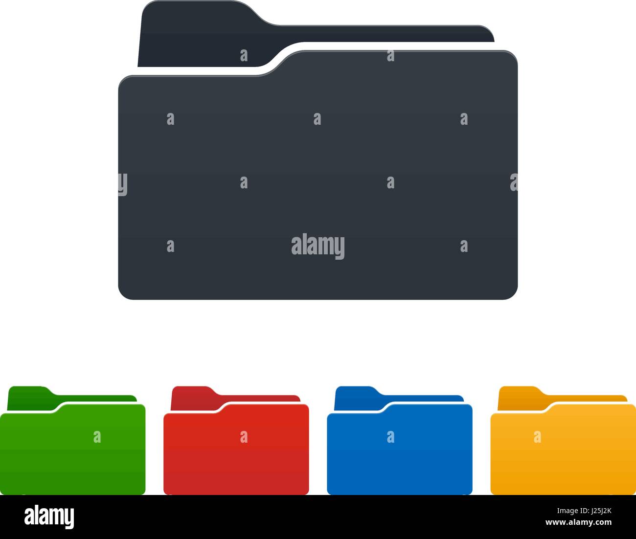 Closed flat folders on white background. Colorful isolated icons ...