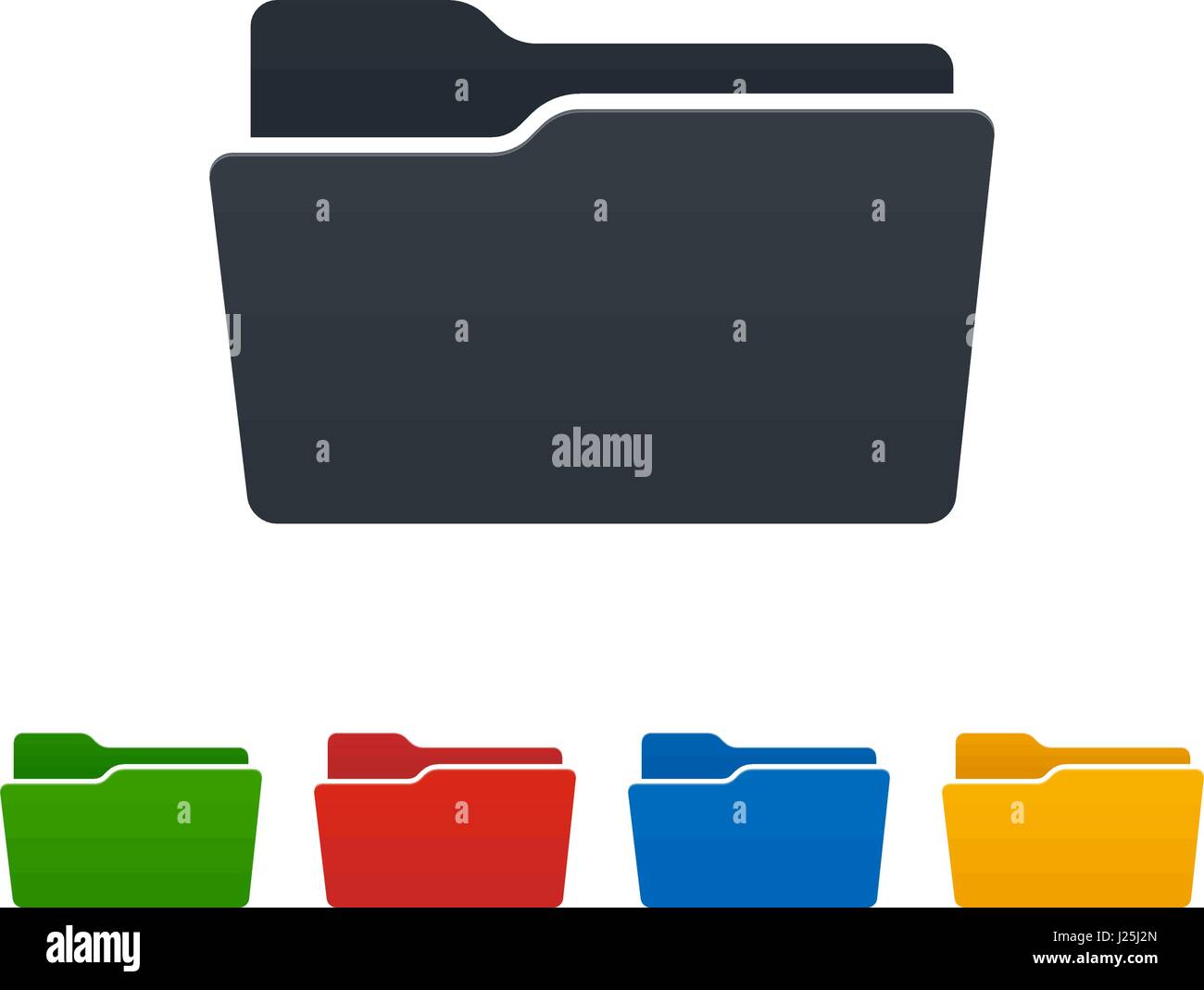 Open flat folders on white background. Colorful isolated icons. Vector illustration Stock Vector ...