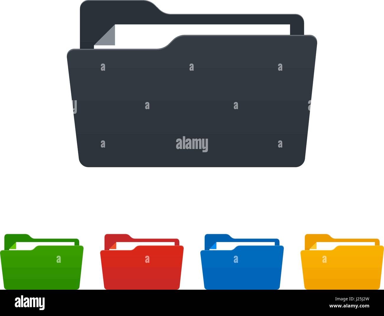 Open folders with documents on white background. Colorful isolated ...