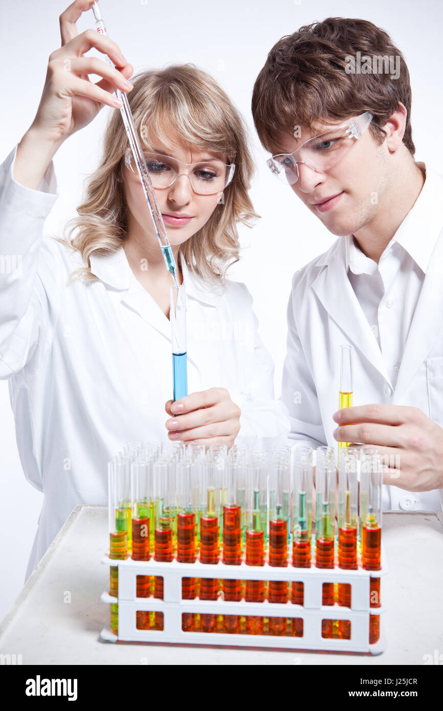 A shot of a male and female caucasian scientists Stock Photo - Alamy