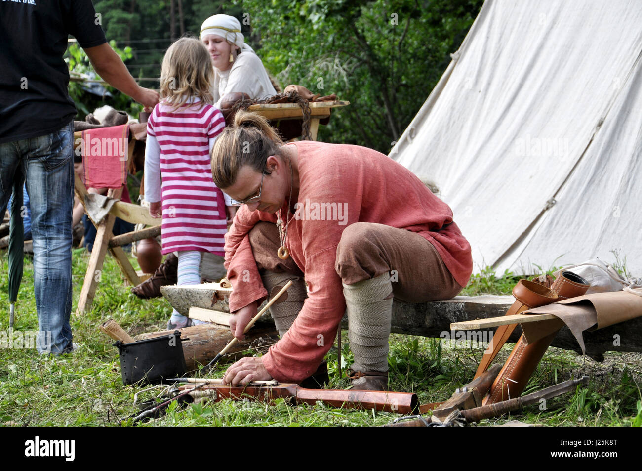 TERVETE, LATVIA - AUGUST 13, 2011: Historical Zemgalu days. Unknown man ...