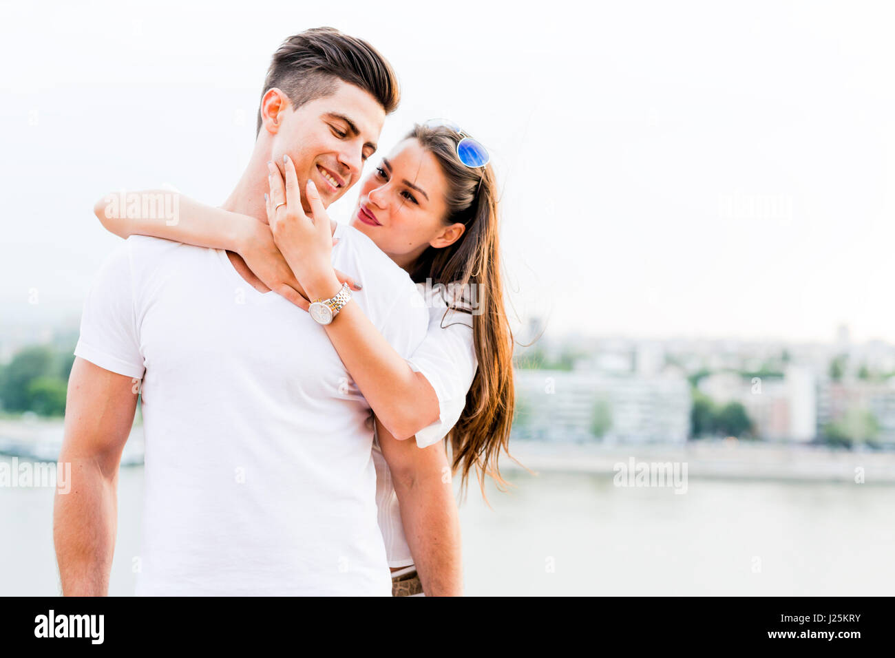 Young and beautiful couple in love bonding with each other Stock Photo ...