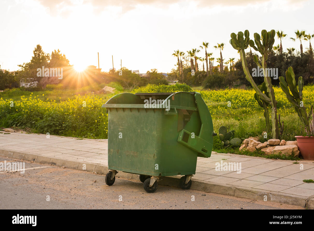 City trash cans. Dumpster Stock Photo - Alamy