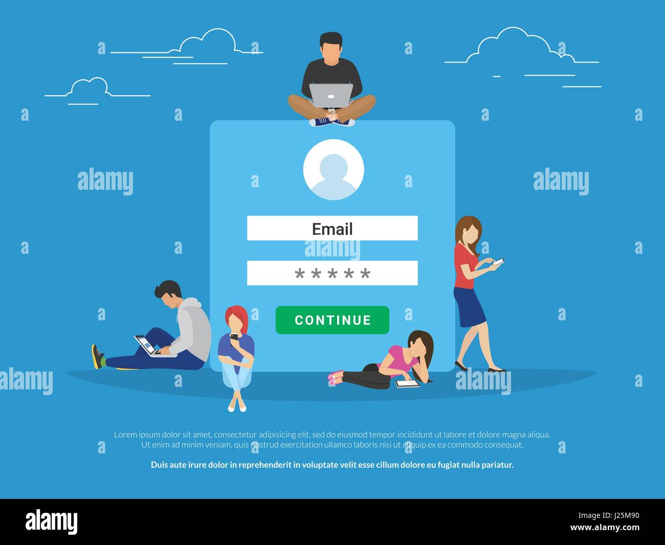 Log in form concept illustration of information security and access to ...