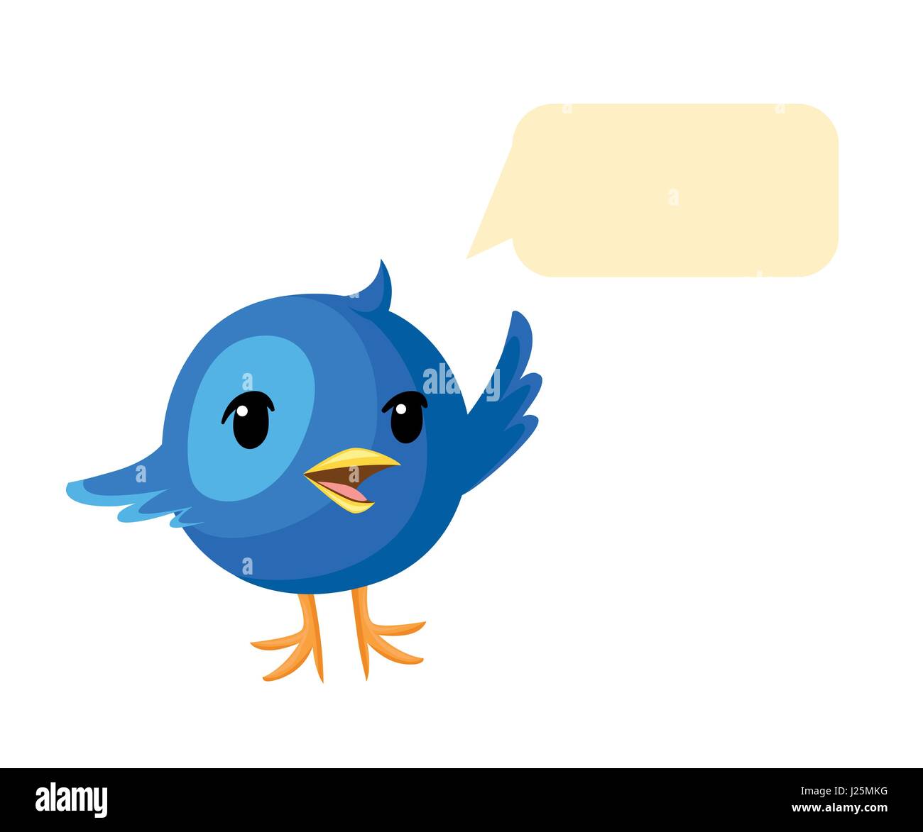 Blue bird on a white background with a dialogue cloud a symbol the ...