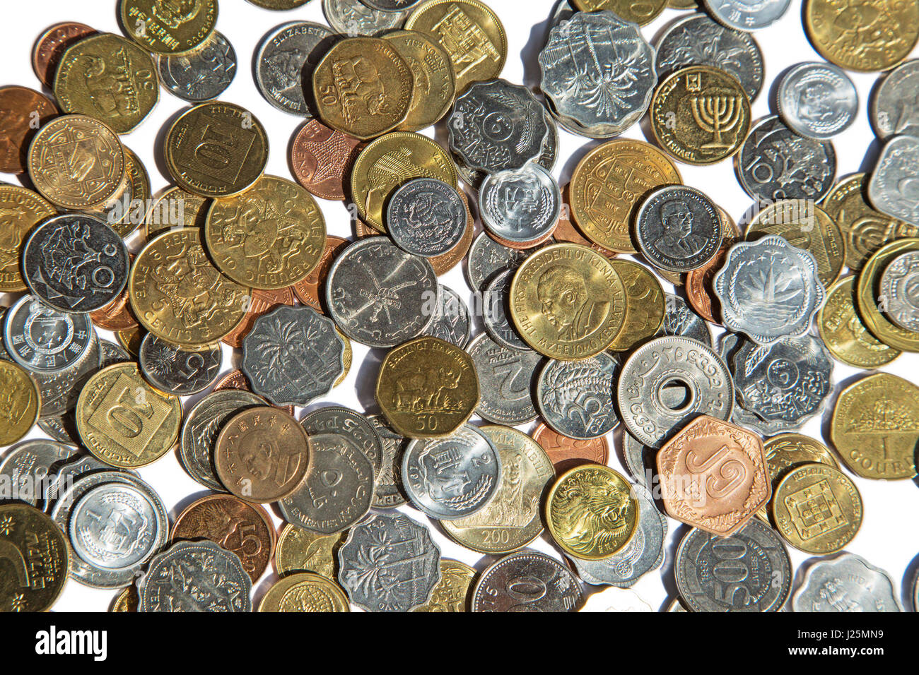 Collection of the old circulated coins Stock Photo - Alamy