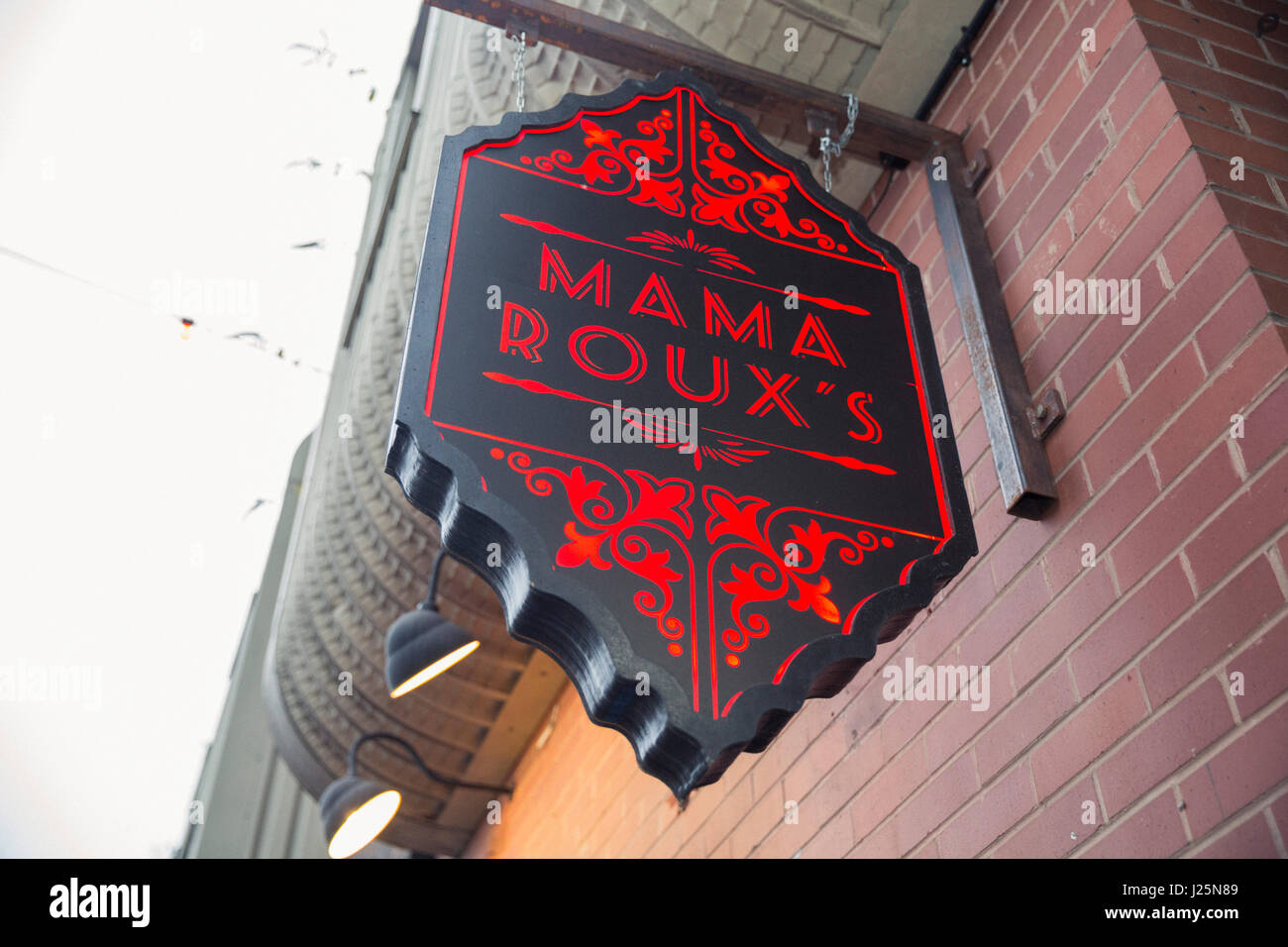 Sign outside Mama Roux's venue in Birmingham Stock Photo - Alamy