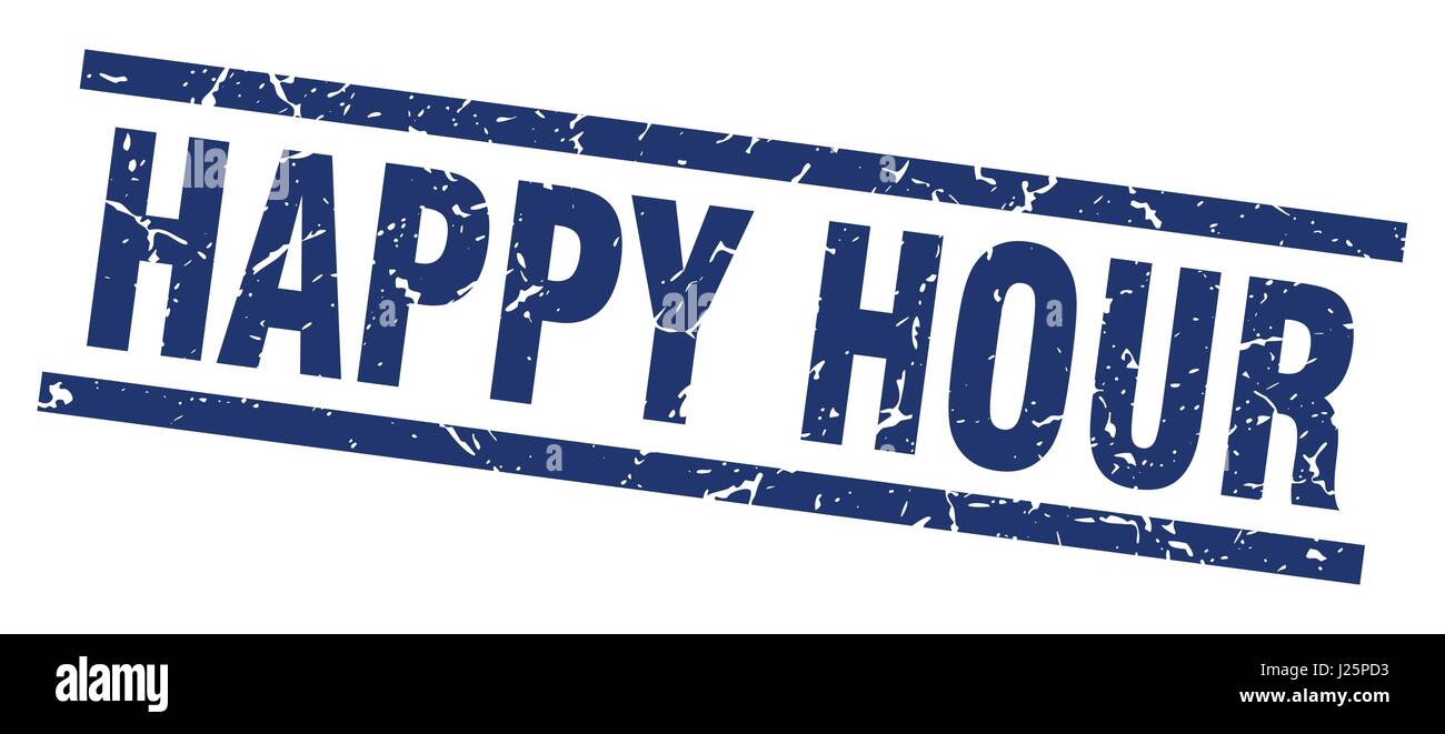 square grunge blue happy hour stamp Stock Vector Image & Art - Alamy