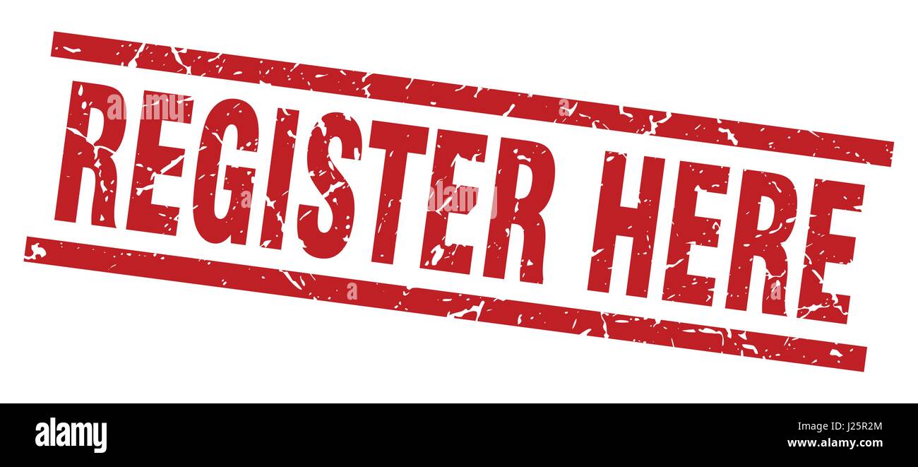 square grunge red register here stamp Stock Vector Image & Art - Alamy