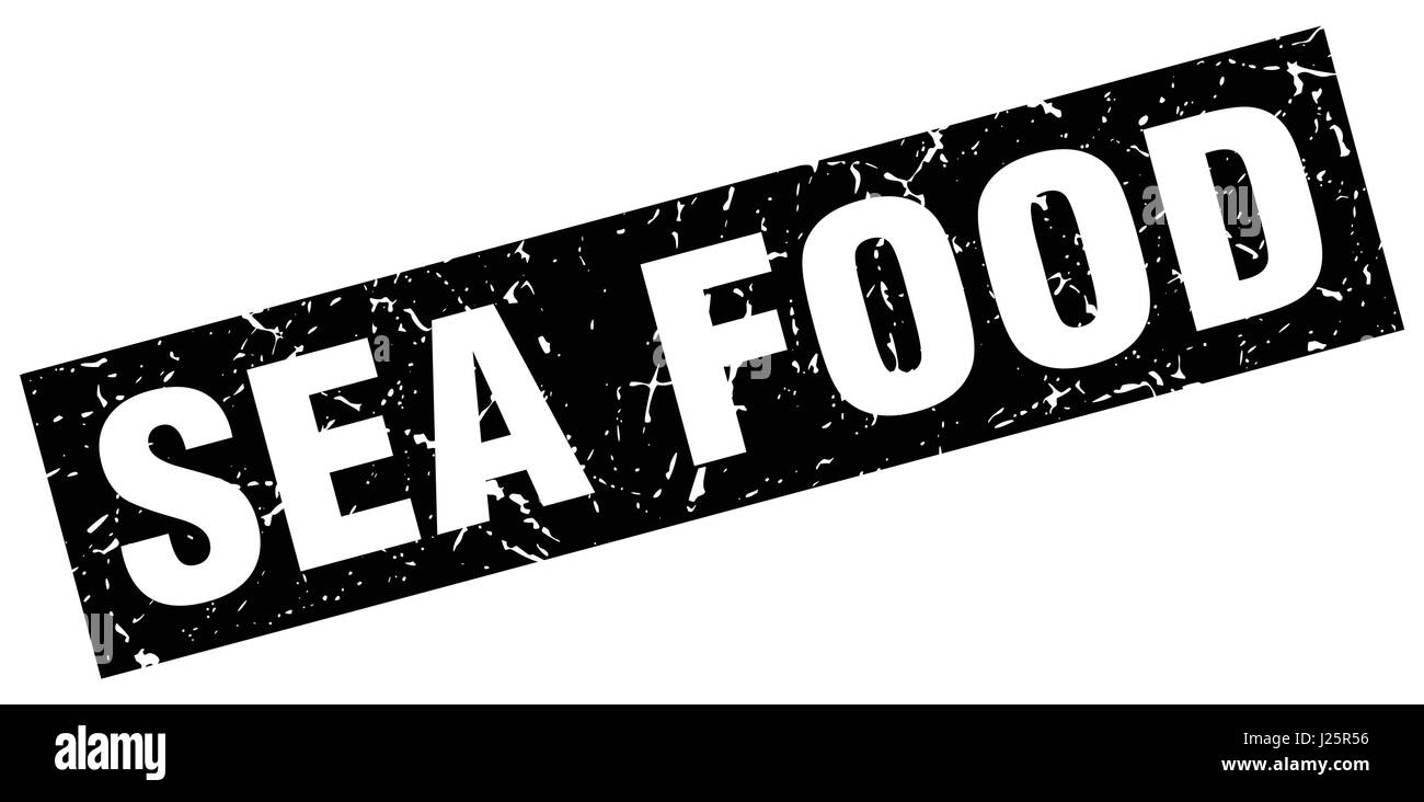 square grunge black sea food stamp Stock Vector Image & Art - Alamy