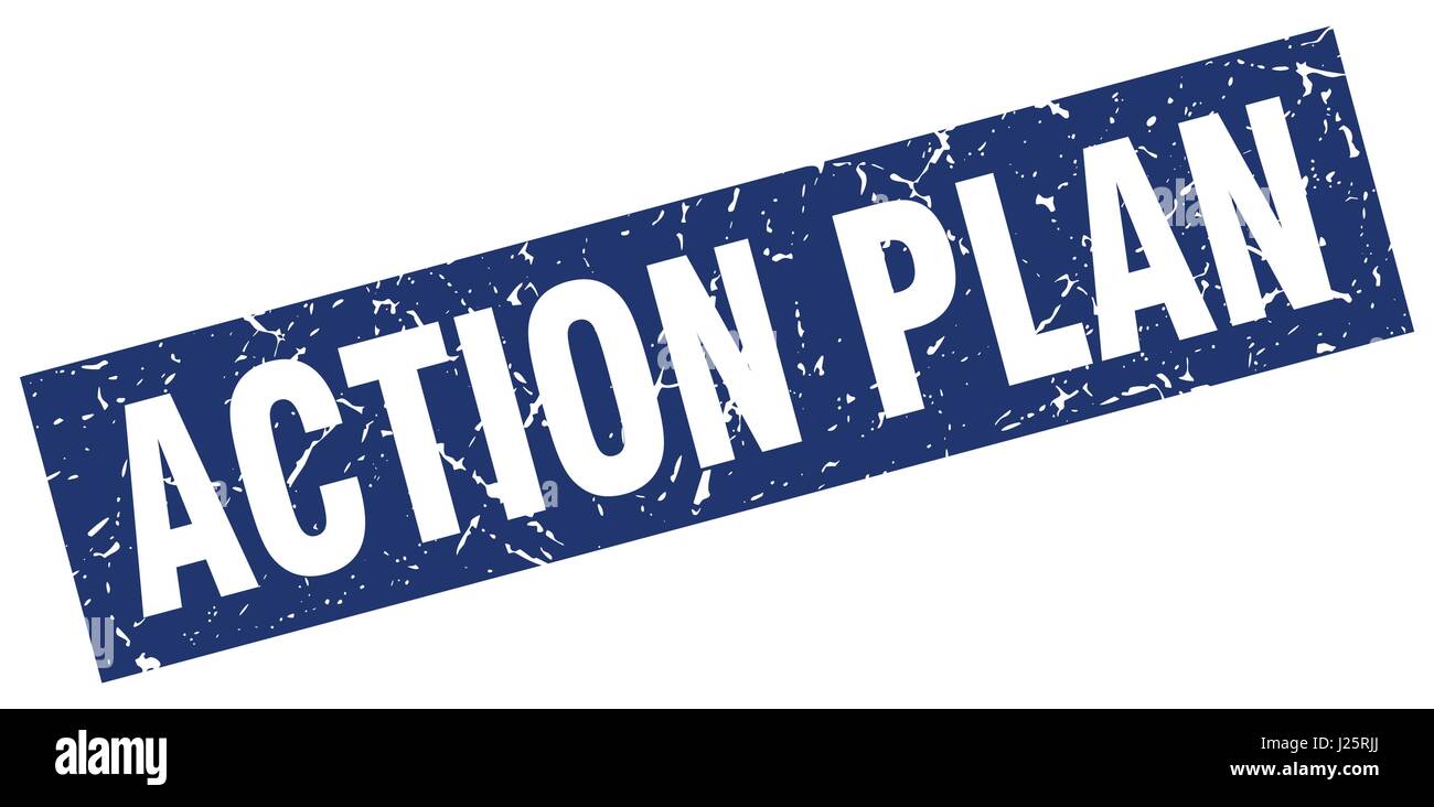 square grunge blue action plan stamp Stock Vector Image & Art - Alamy