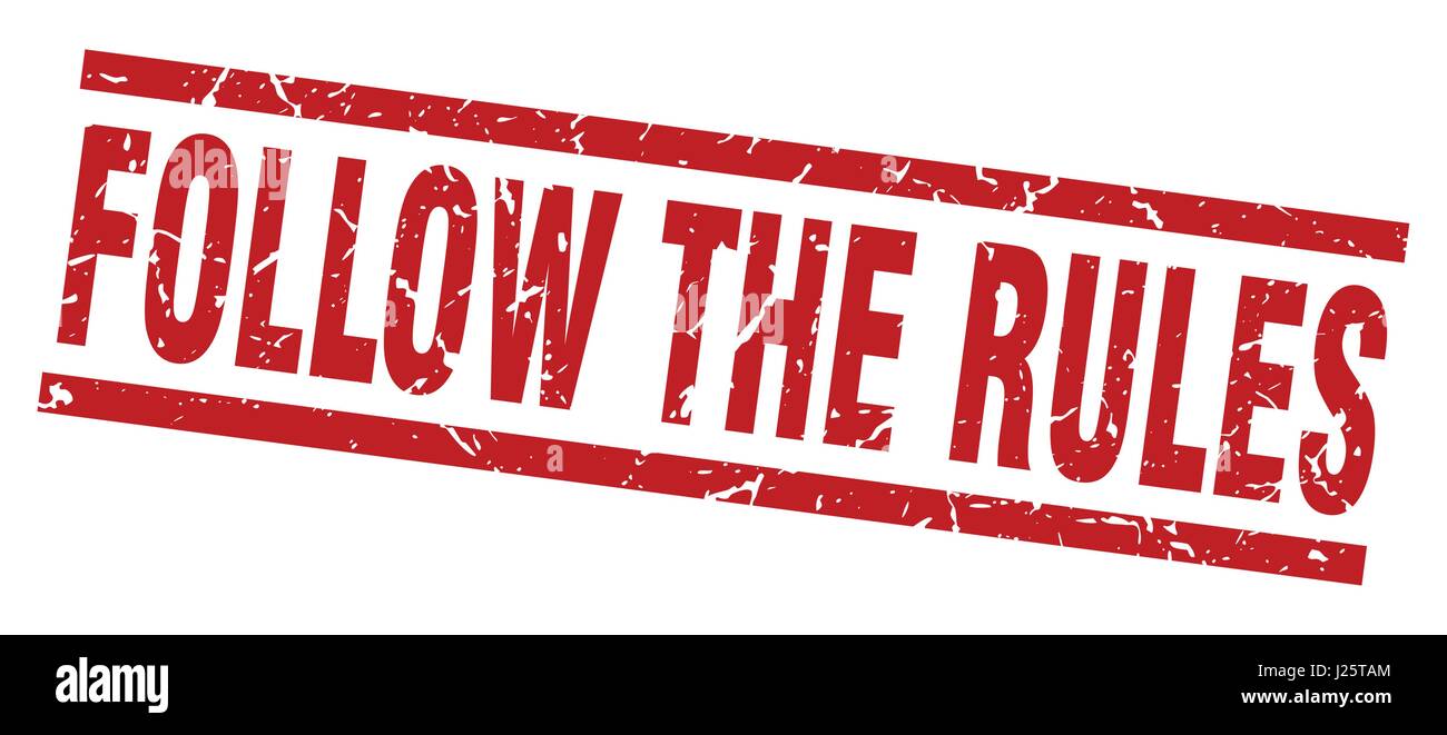 square grunge red follow the rules stamp Stock Vector Image & Art - Alamy