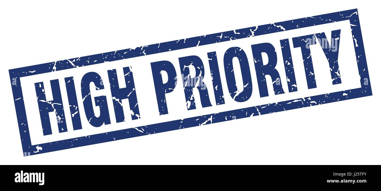 square grunge blue high priority stamp Stock Vector Image & Art - Alamy