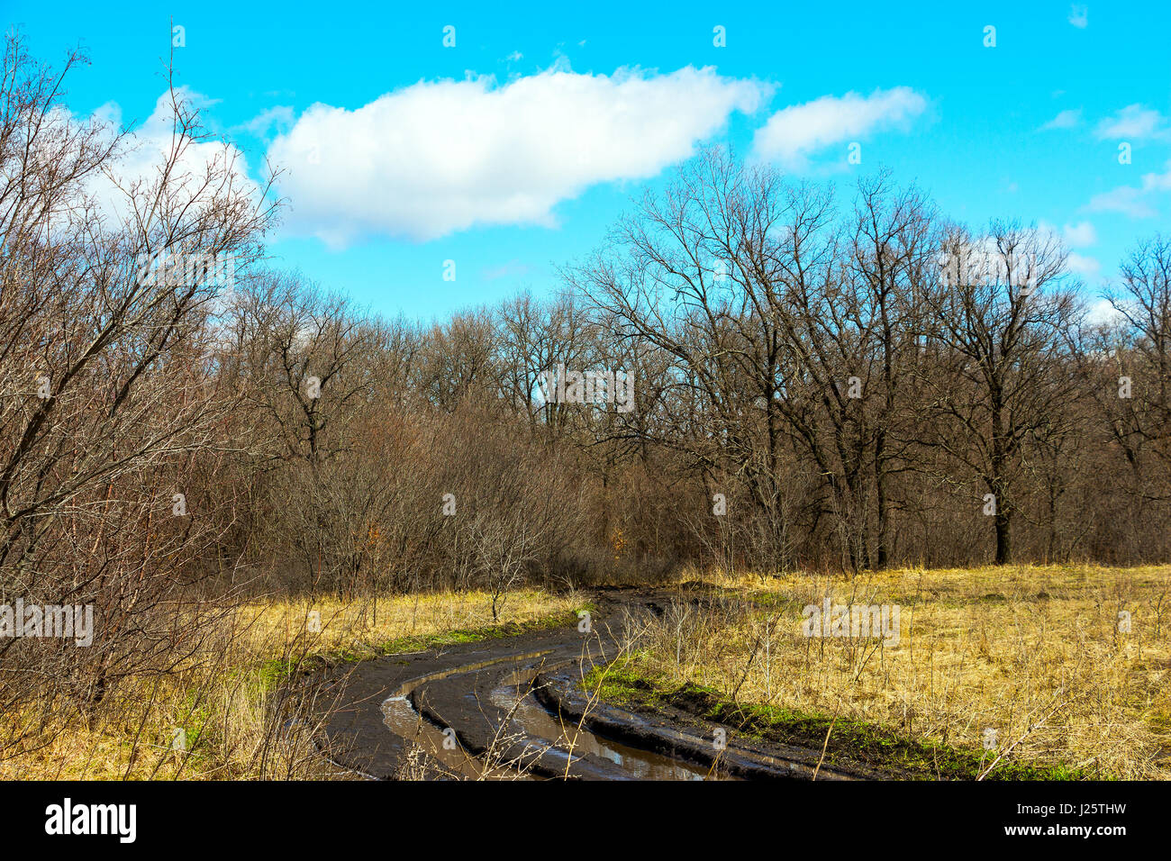 Dirty spring road Stock Photo - Alamy