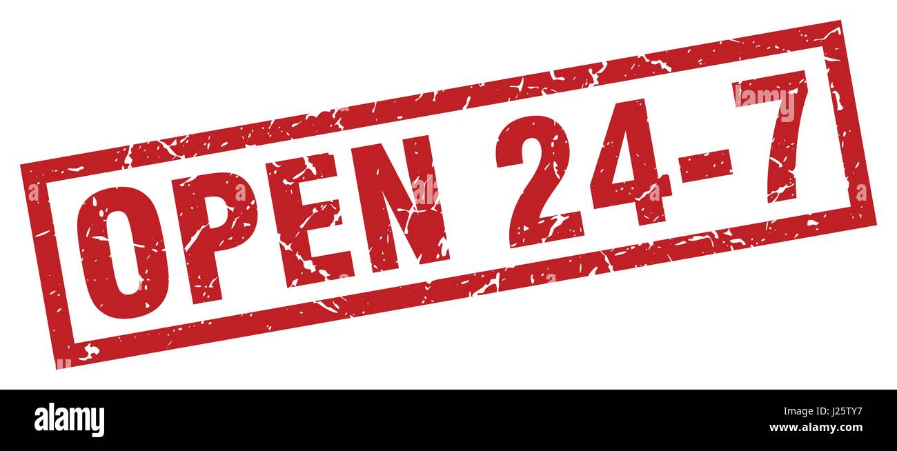 Open 24 7 rubber stamp hi-res stock photography and images - Alamy