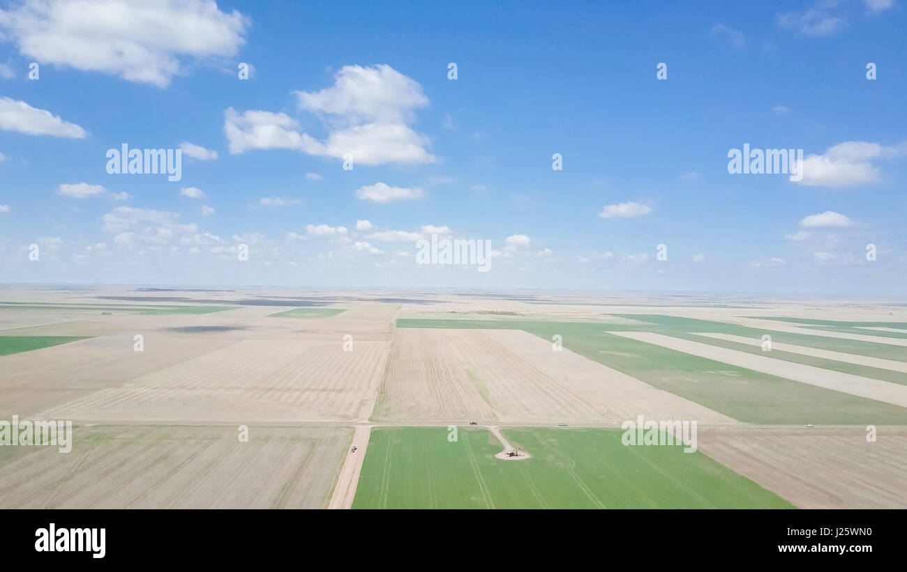 Aerial view of farmlands on Eastern Plains in the Spring Stock Photo ...