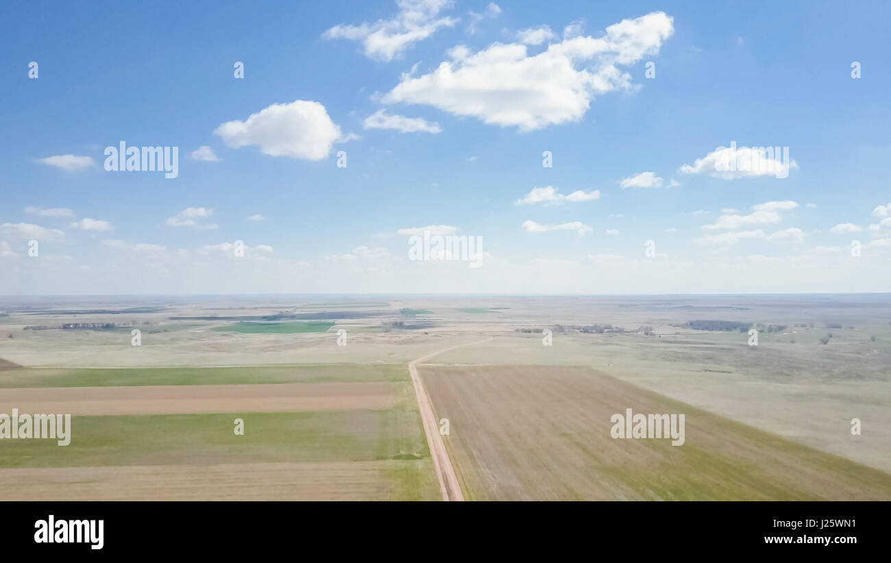Aerial view of farmlands on Eastern Plains in the Spring Stock Photo ...