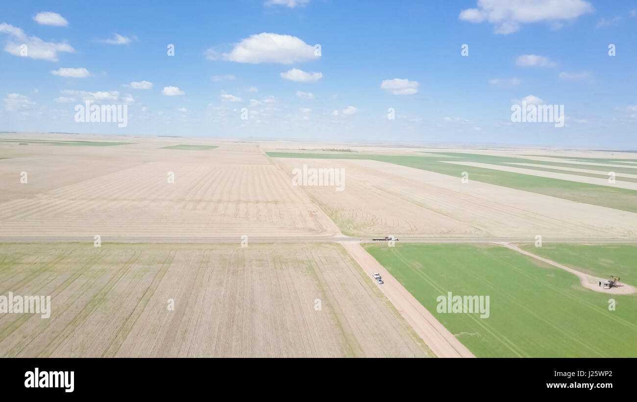 Aerial view of farmlands on Eastern Plains in the Spring Stock Photo ...