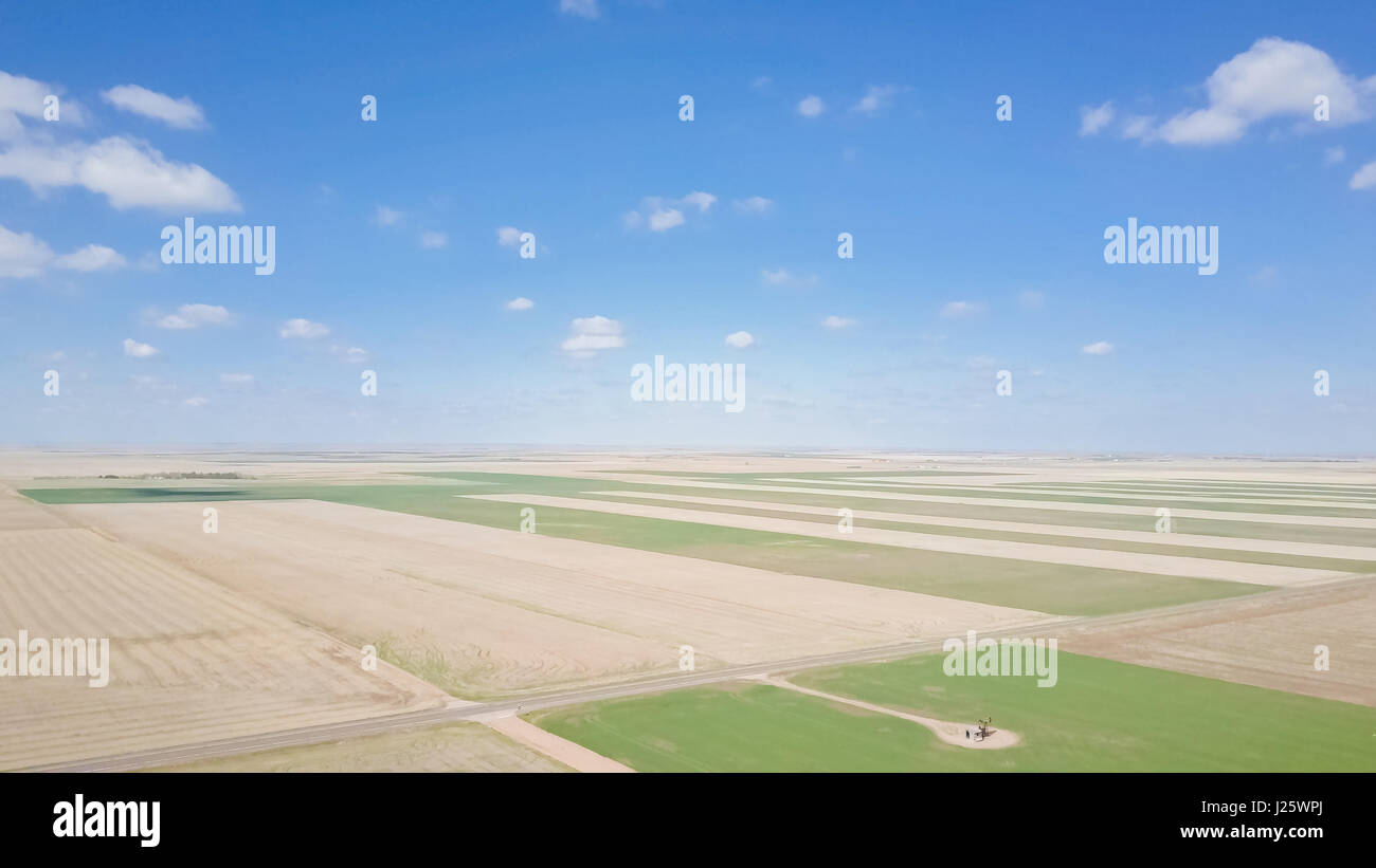 Aerial view of farmlands on Eastern Plains in the Spring Stock Photo ...