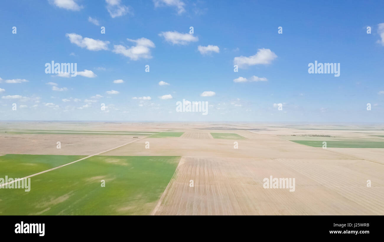 Aerial view of farmlands on Eastern Plains in the Spring Stock Photo ...