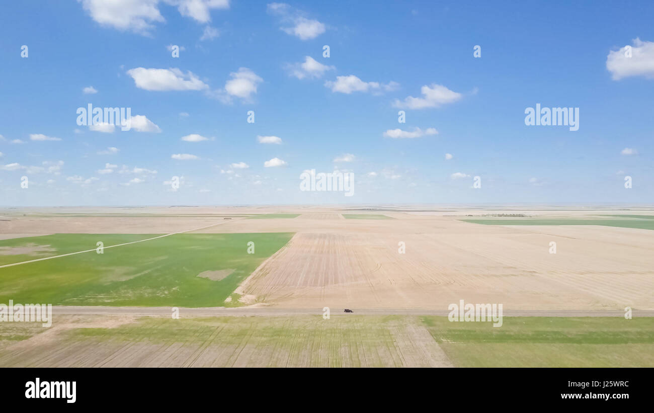 Aerial view of farmlands on Eastern Plains in the Spring Stock Photo ...