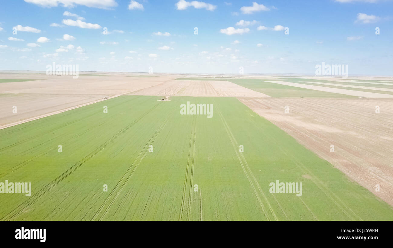 Aerial view of farmlands on Eastern Plains in the Spring Stock Photo ...