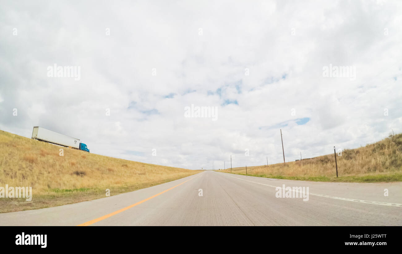 POV point of view -Driving East on interstate highway 76 in the Spring ...