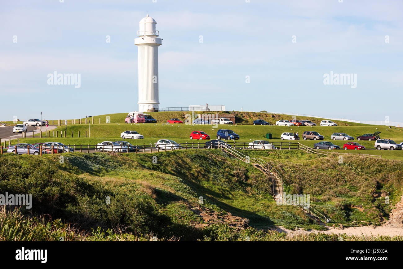 Wollongong Head Lighthouse, Australia, with cars facing south towards ...