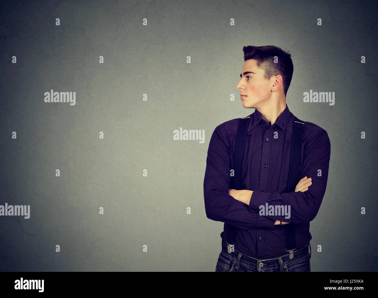 Profile portrait young man looking at his side Stock Photo - Alamy