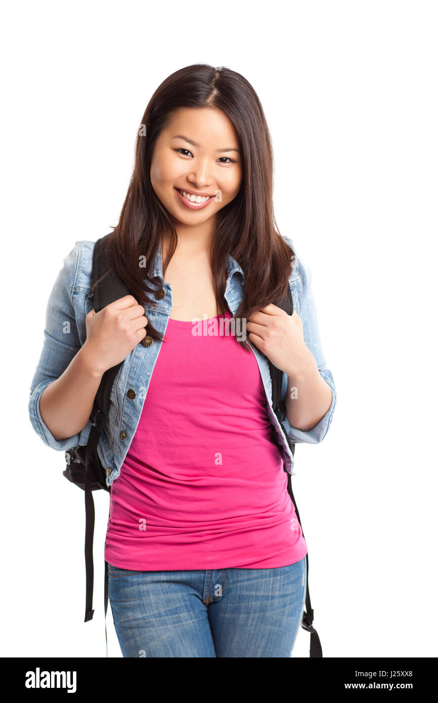 An isolated shot of a beautiful asian college student Stock Photo - Alamy