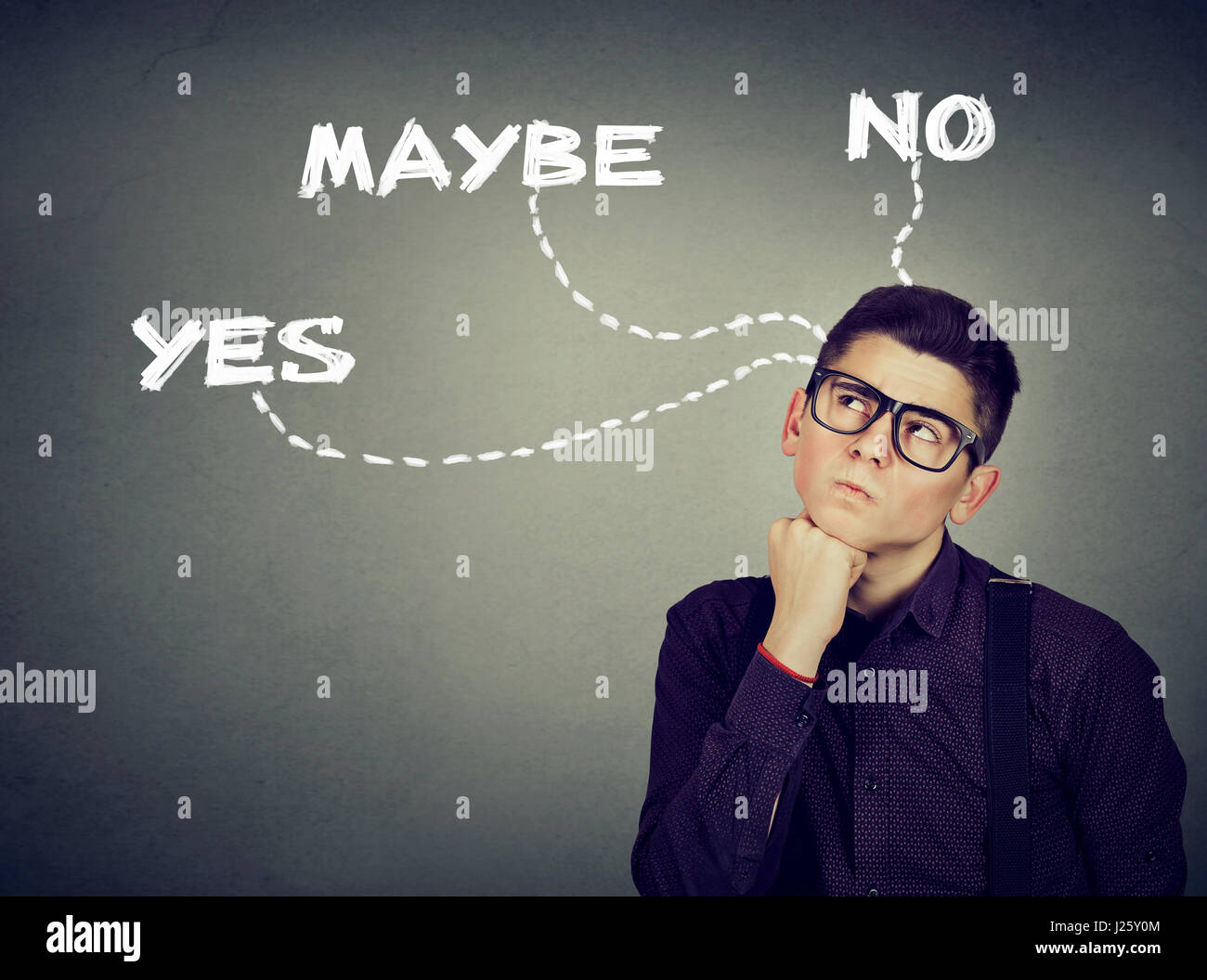 Thinking undecided man has doubts Stock Photo - Alamy