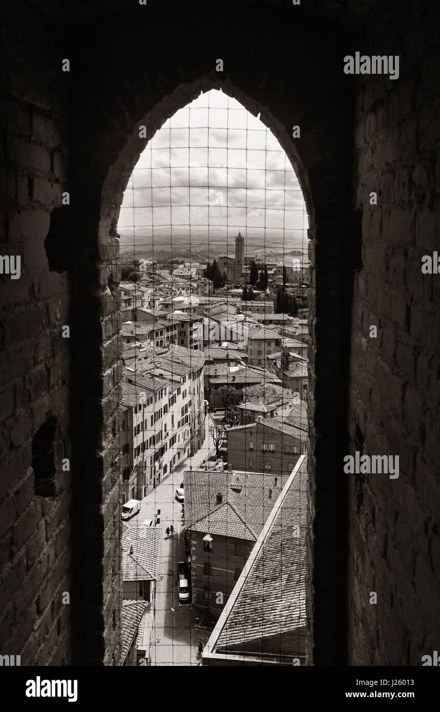 Windown view from City Hall Bell Tower in old medieval town Siena in ...