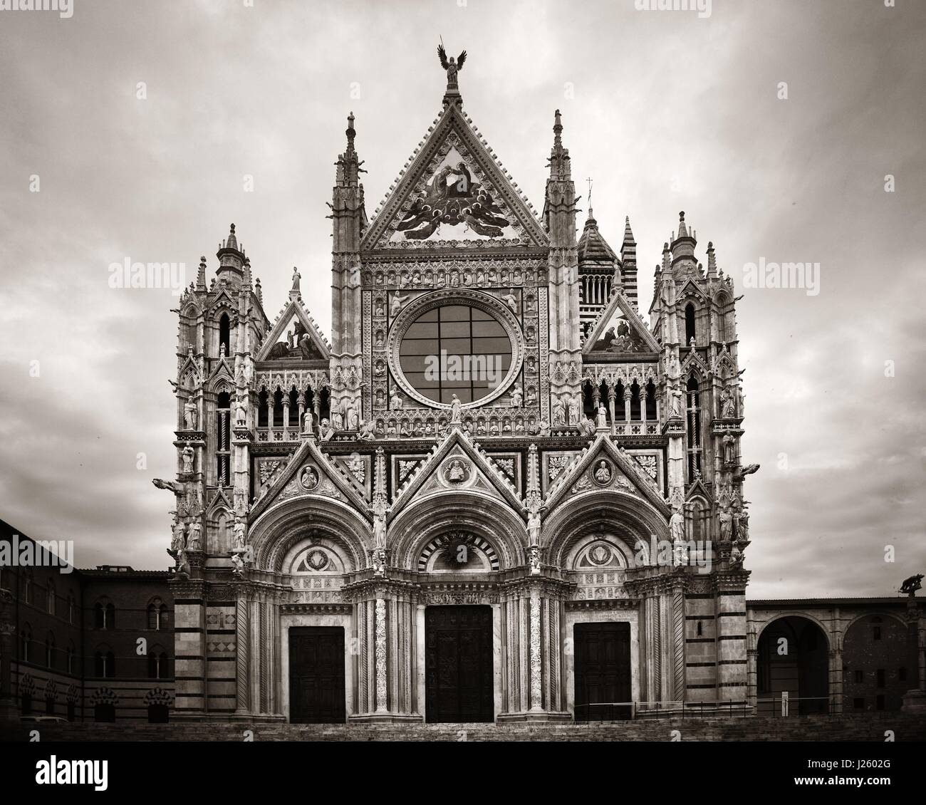 Siena Cathedral closeup as the famous landmark in medieval town in an ...