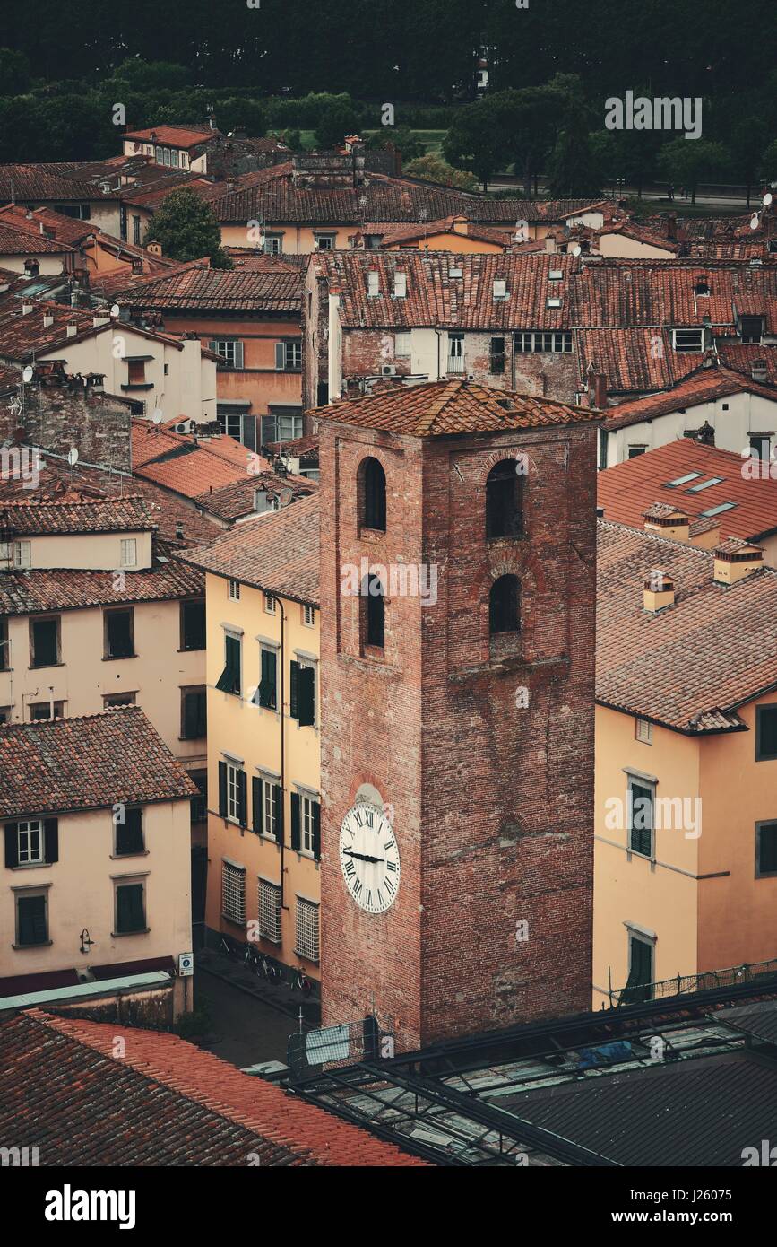 Lucca clock tower viewed from above in Italy Stock Photo - Alamy