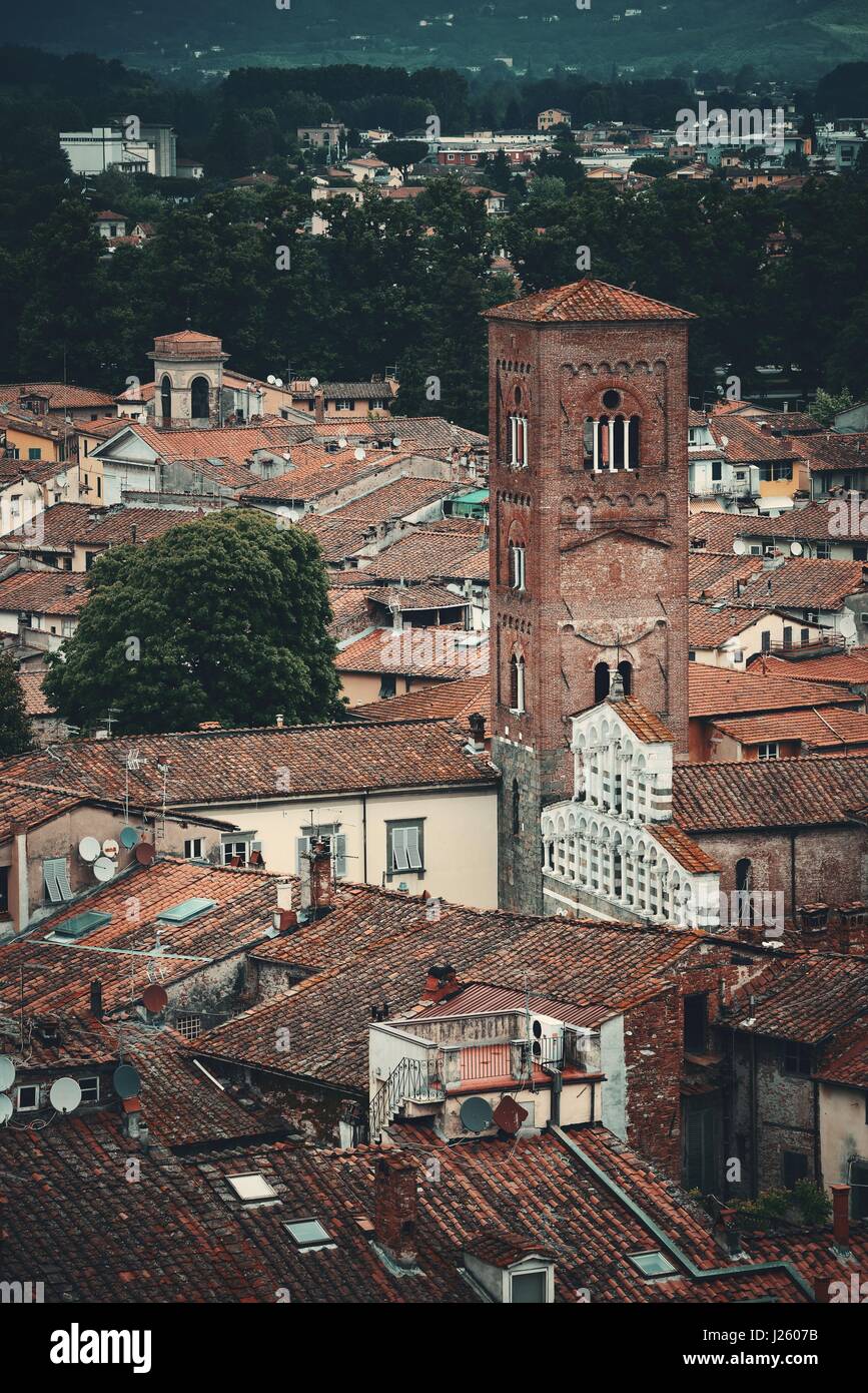 Lucca clock tower viewed from above in Italy Stock Photo - Alamy