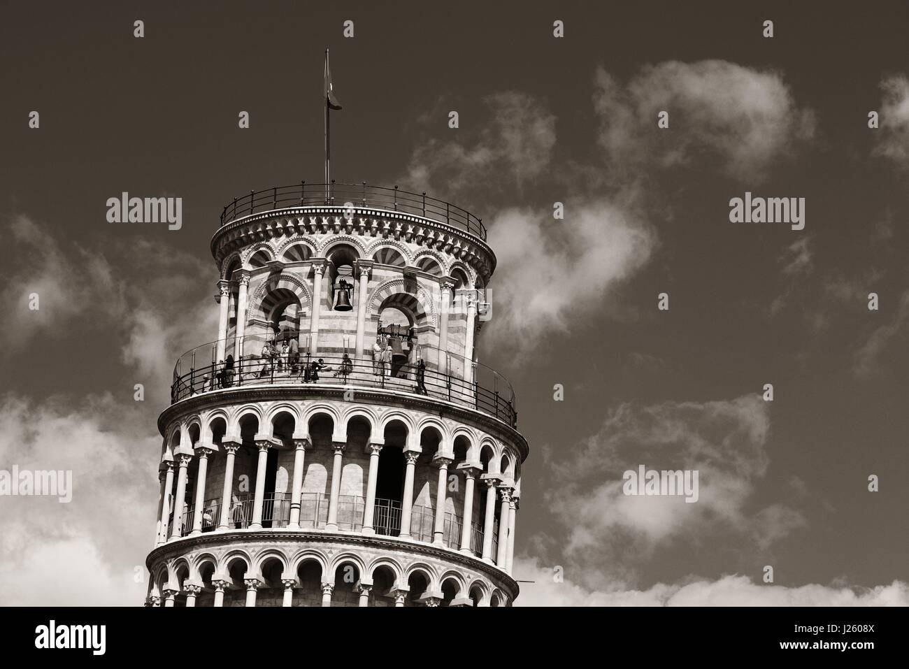 Leaning tower closeup view in Pisa, Italy as the worldwide known ...